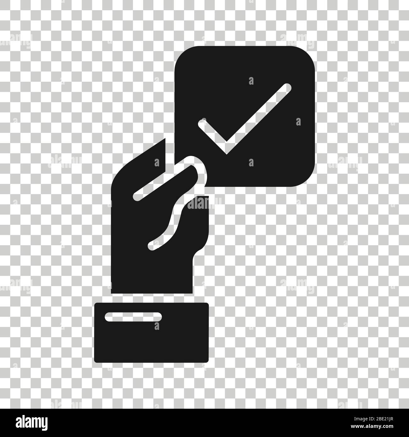 People hand with check mark icon in flat style. Accept vector ...