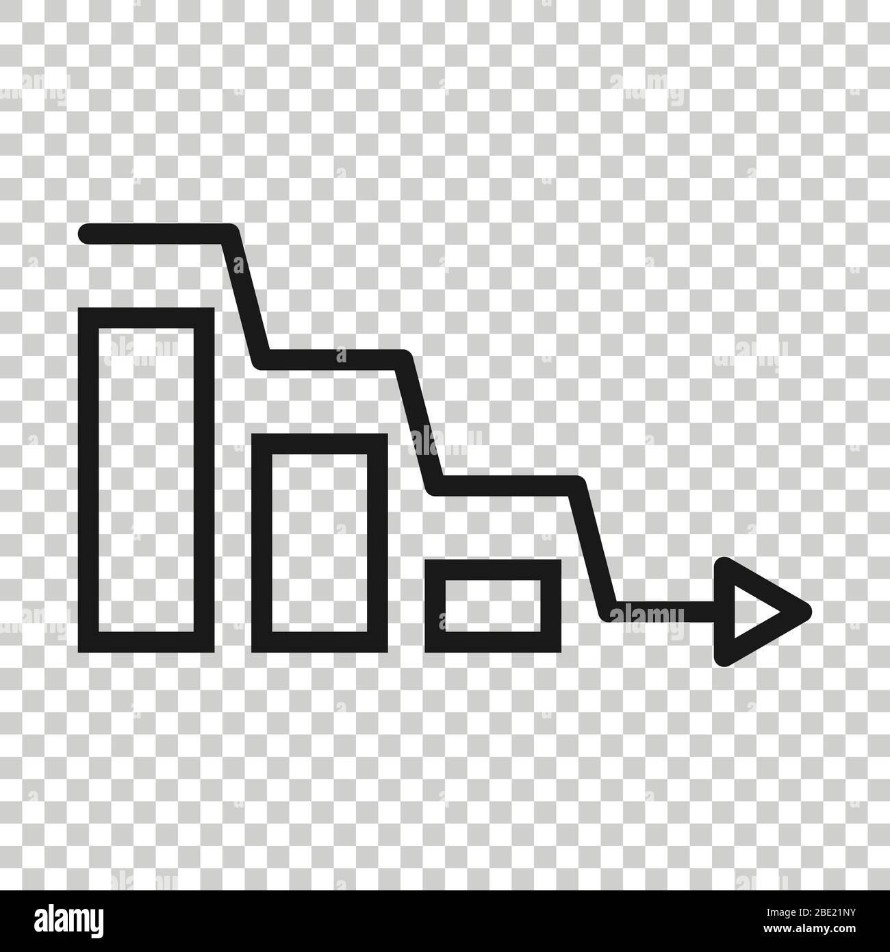 Market trend icon in flat style. Decline arrow with magnifier vector illustration on white ...