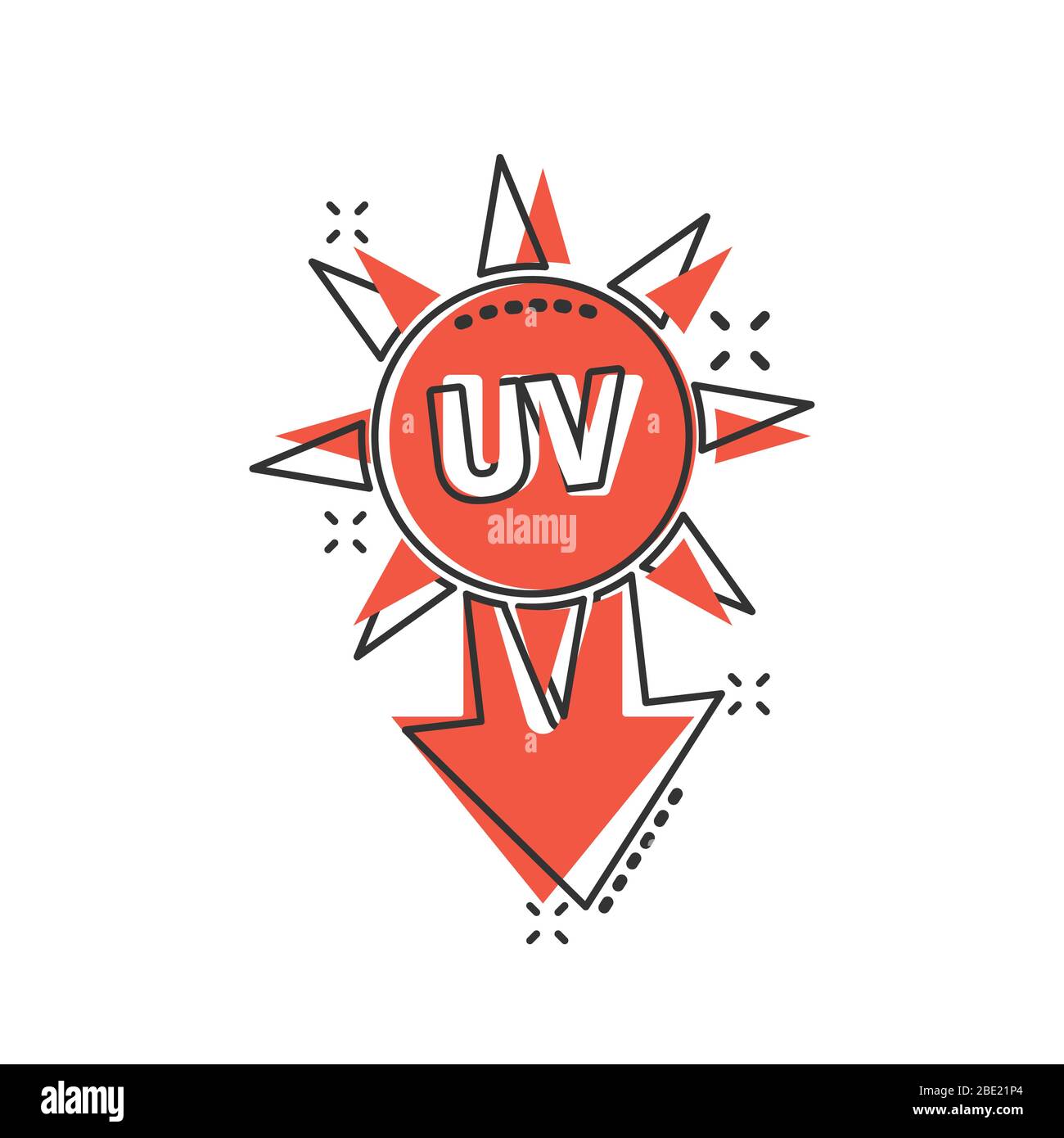 UV radiation icon in comic style. Ultraviolet cartoon vector ...