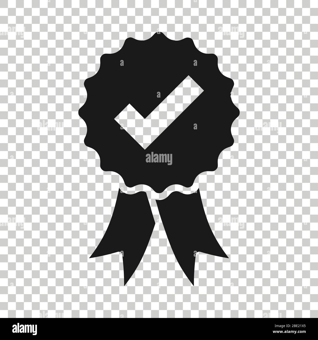 Winner with check mark icon in flat style. Rosette award vector ...