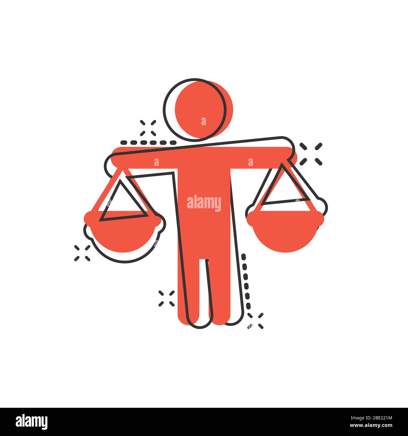 Ethic balance icon in comic style. Honesty cartoon vector illustration ...