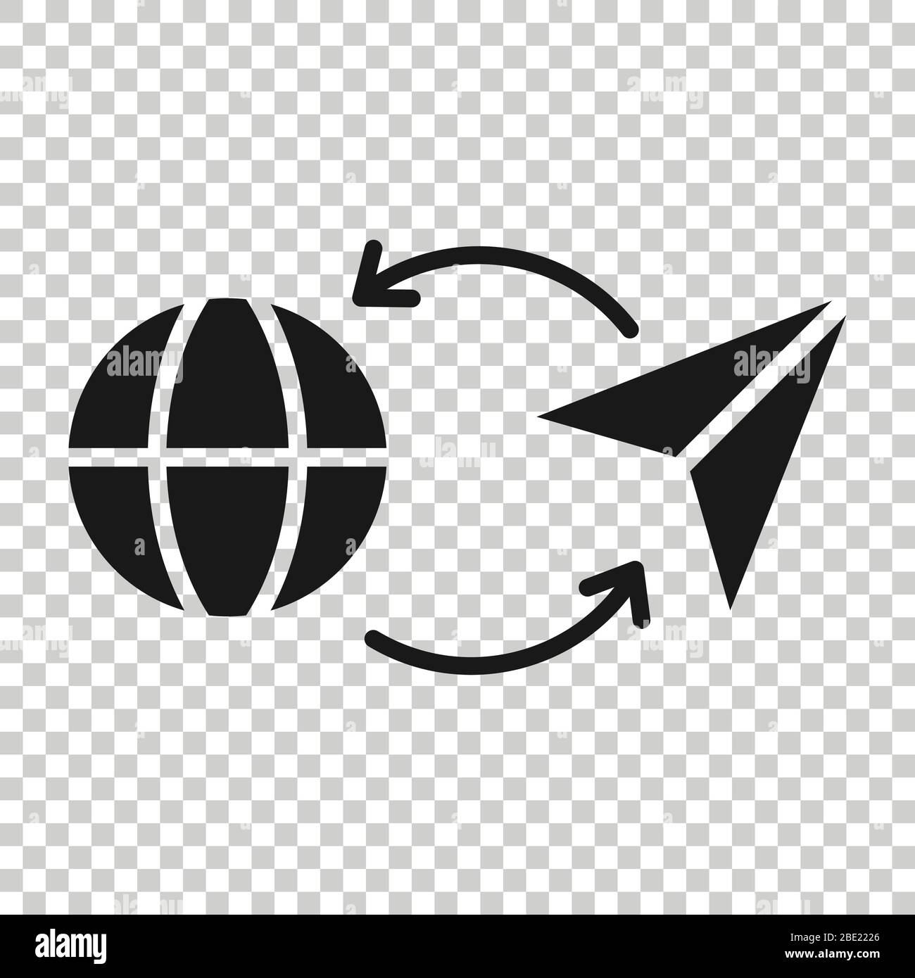 Global travel icon in flat style. Paper plane vector illustration on ...