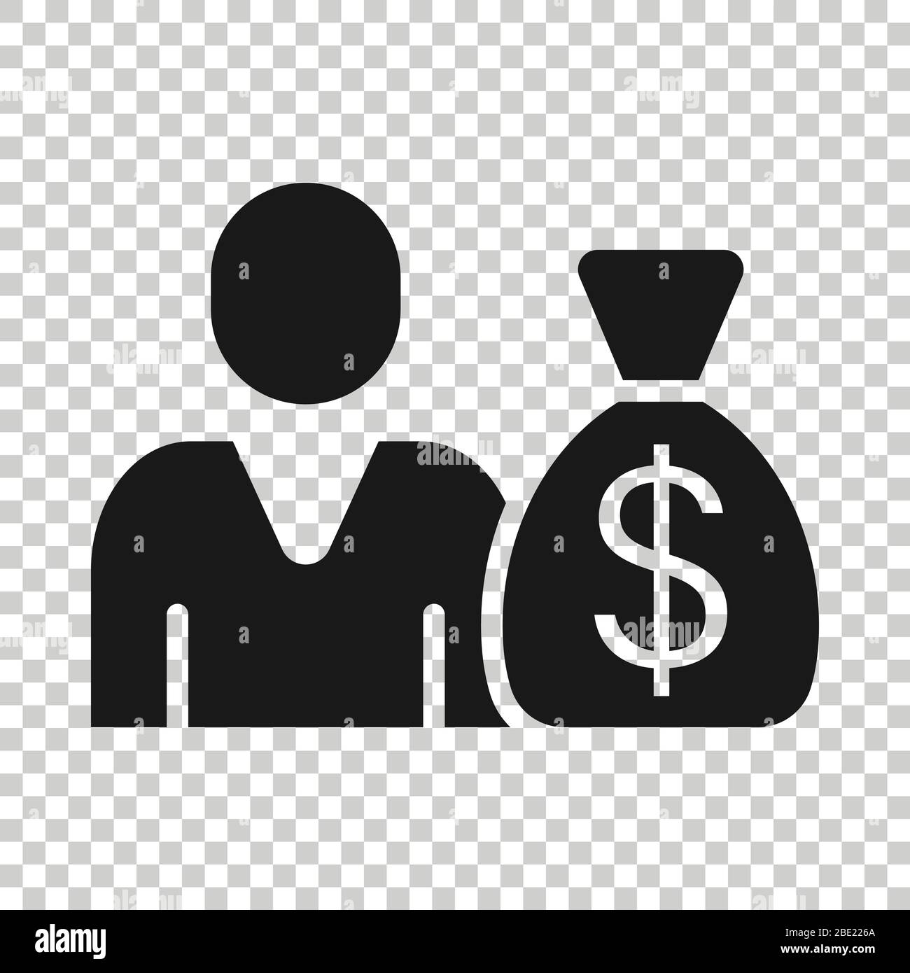 People with money bag icon in flat style. Businessman bag vector ...