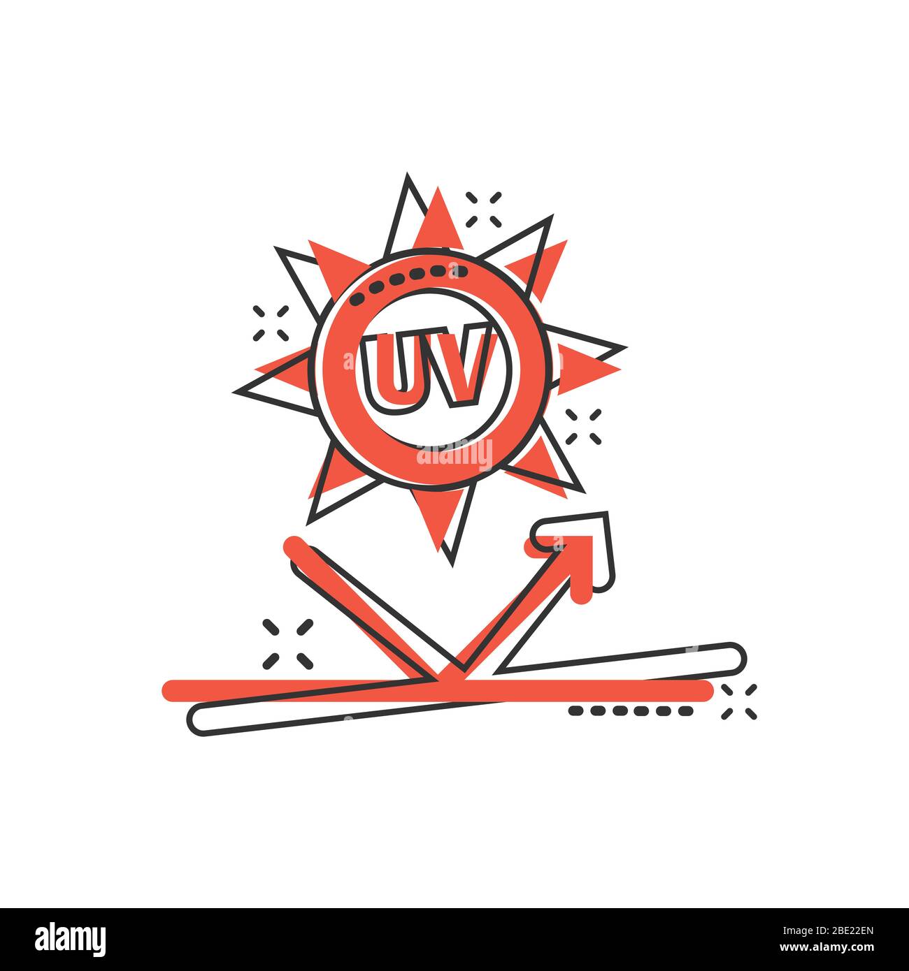 UV radiation icon in comic style. Ultraviolet cartoon vector ...