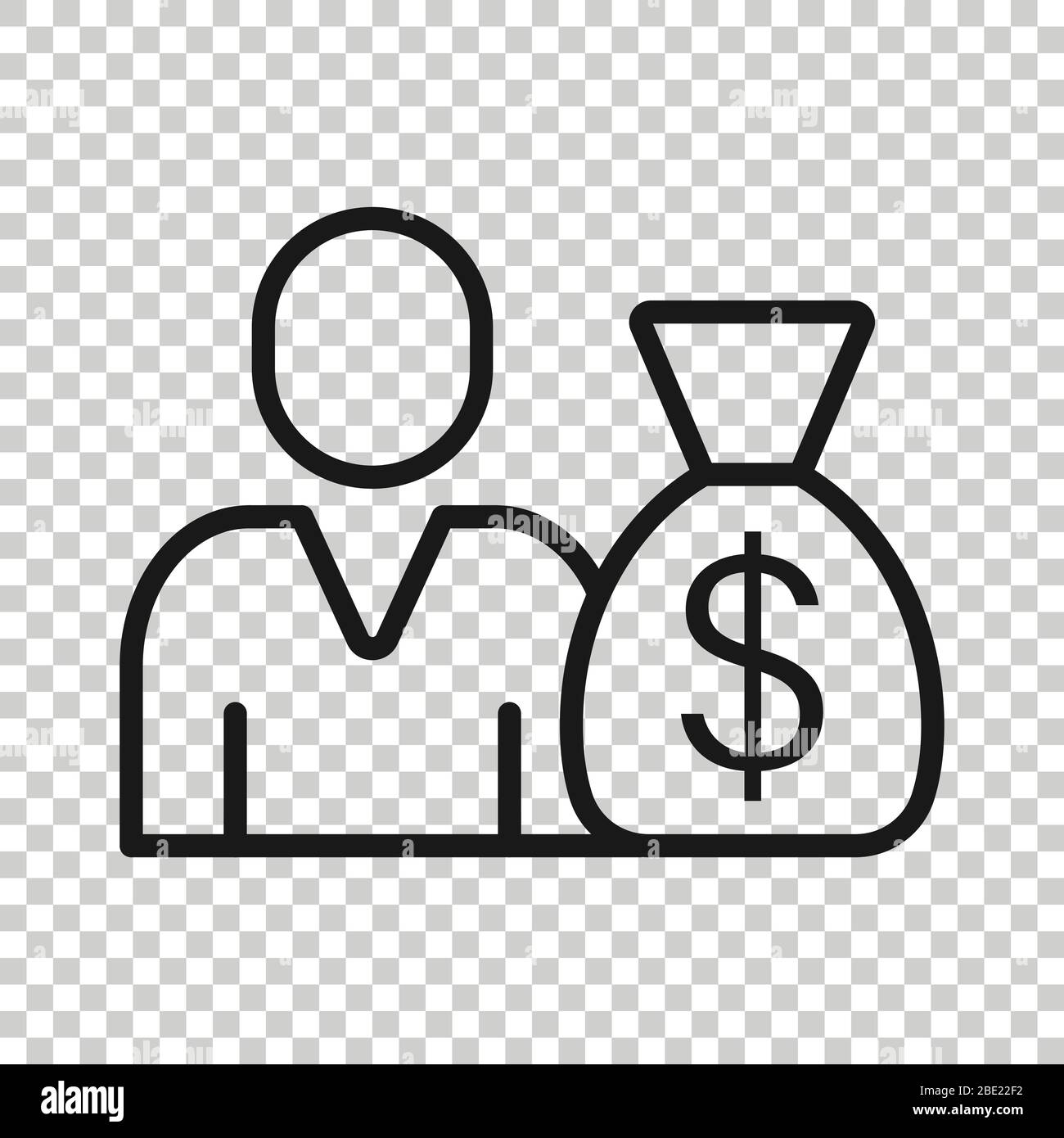 People with money bag icon in flat style. Businessman bag vector ...