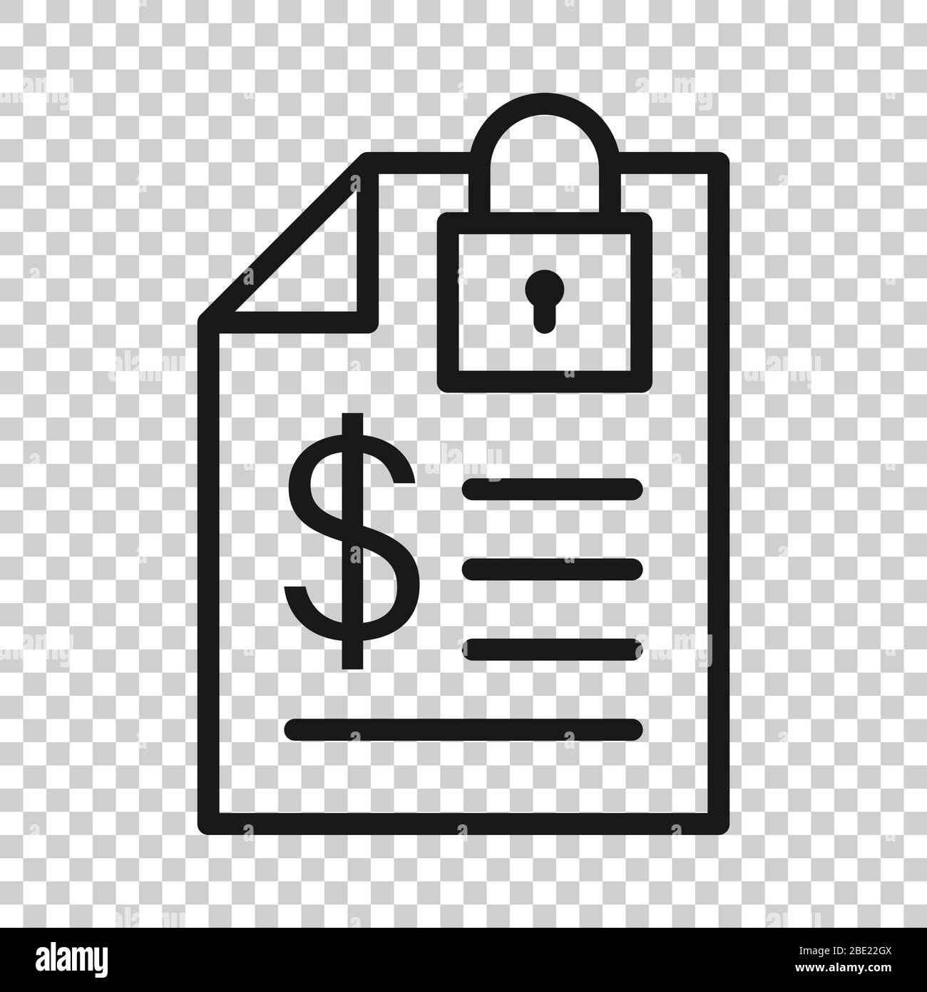 Financial statement icon in flat style. Document with lock vector ...