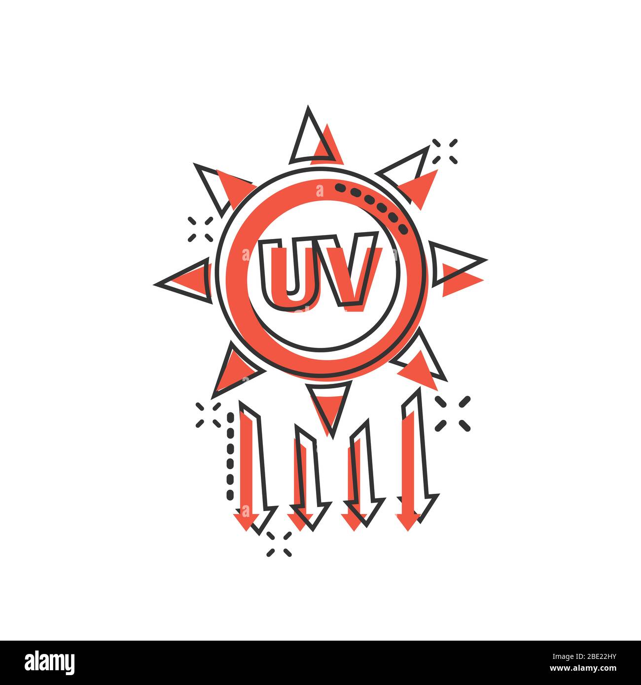 UV radiation icon in comic style. Ultraviolet cartoon vector ...