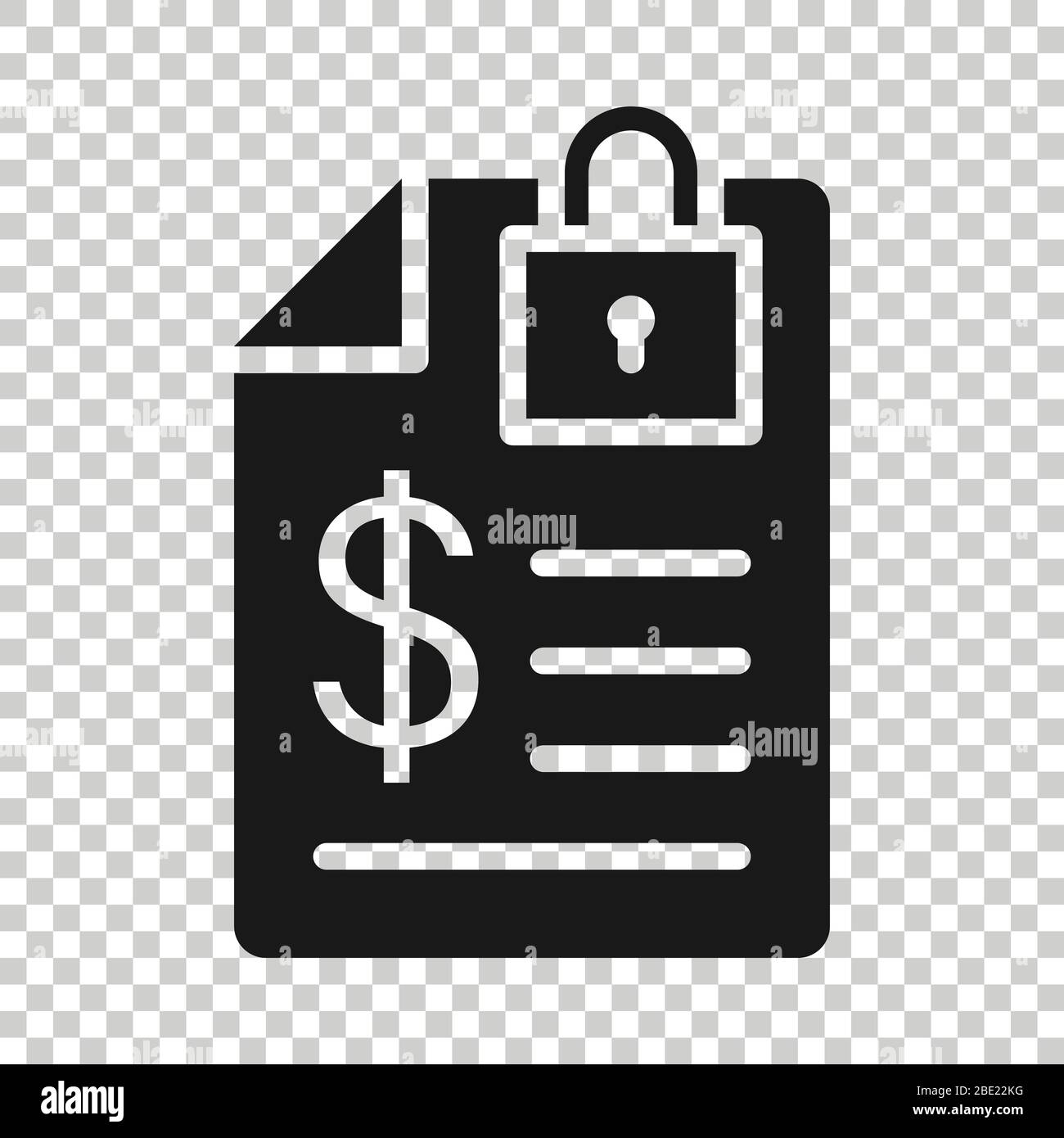 Financial statement icon in flat style. Document with lock vector ...