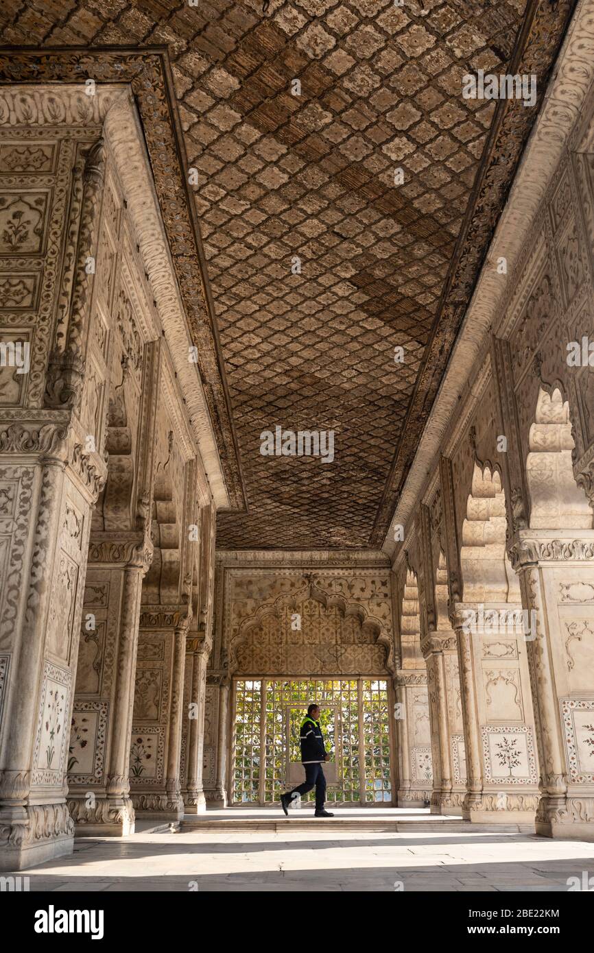 View of Mughal era buildings inside the famous Red Fort in New Delhi ...