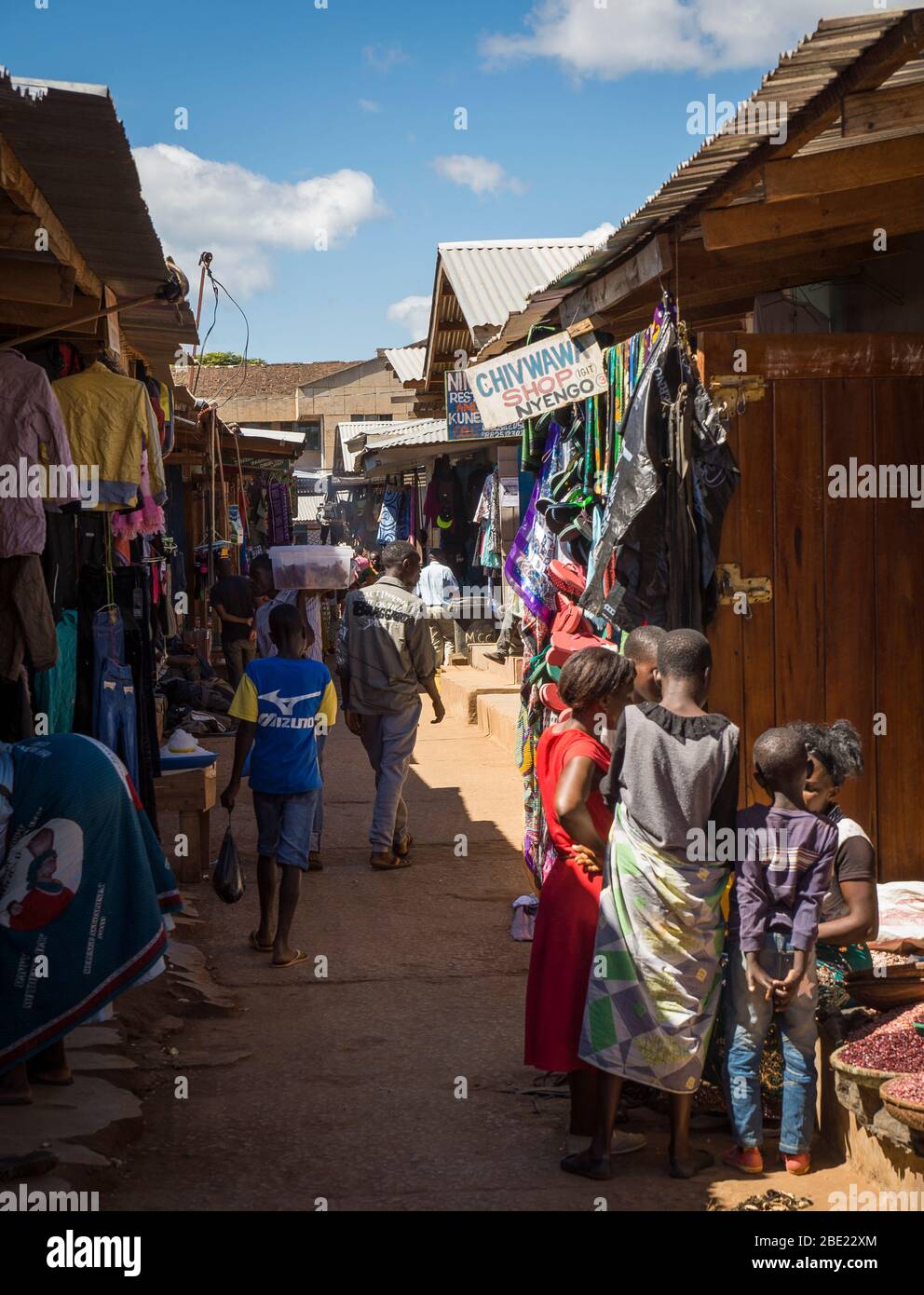 Narrow market street scene in Mzuzu, northern Malawi Stock Photo - Alamy
