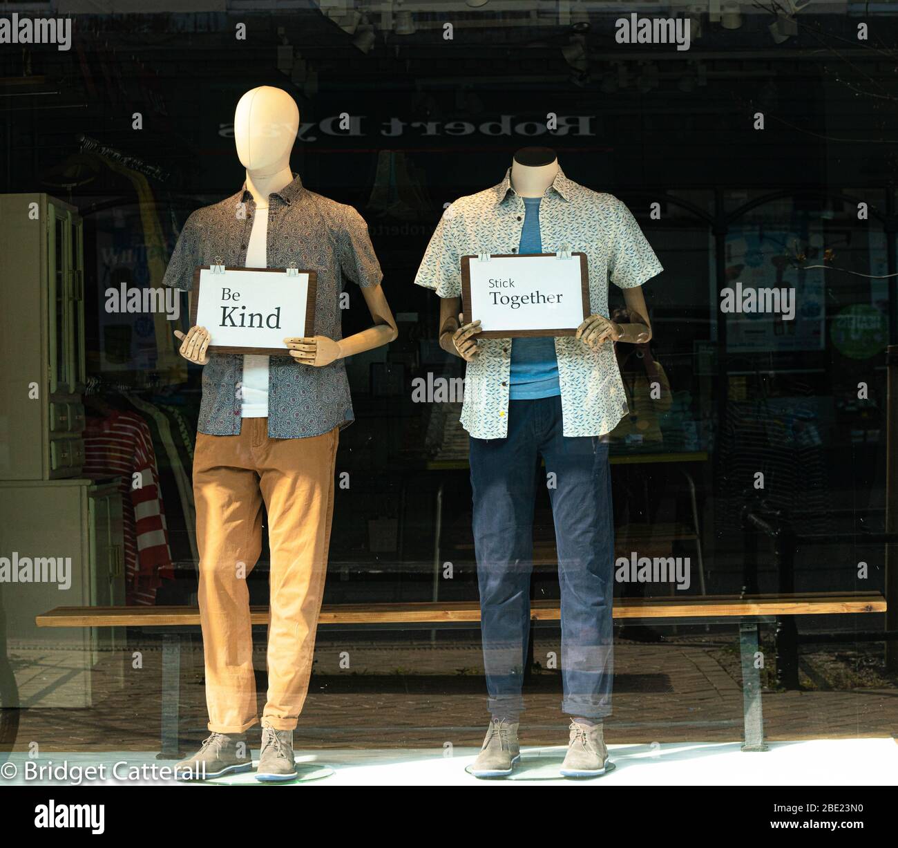 Encouraging messages displayed on White Stuff shop display dummies ...