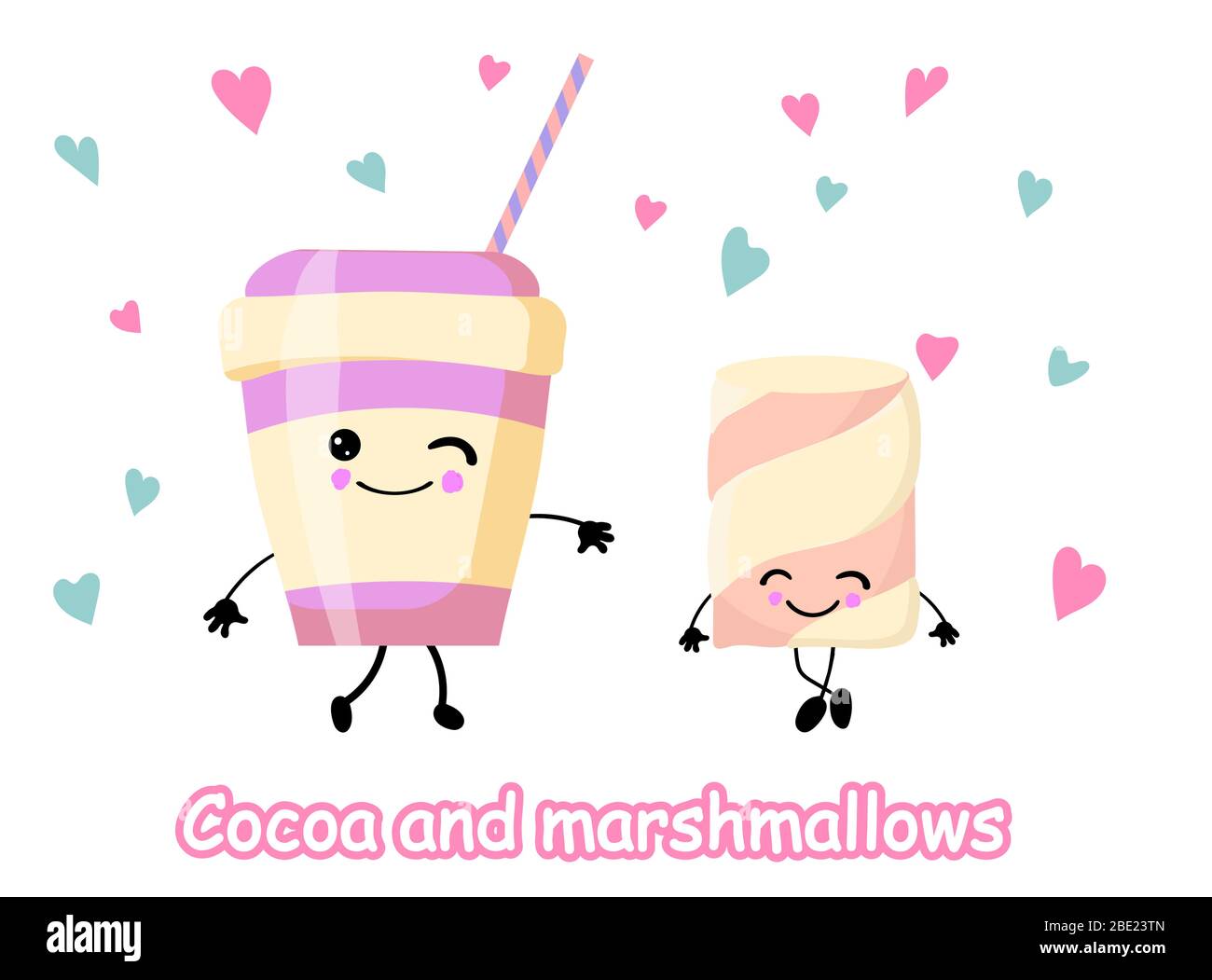 Cute Marshmallows With Faces In Love