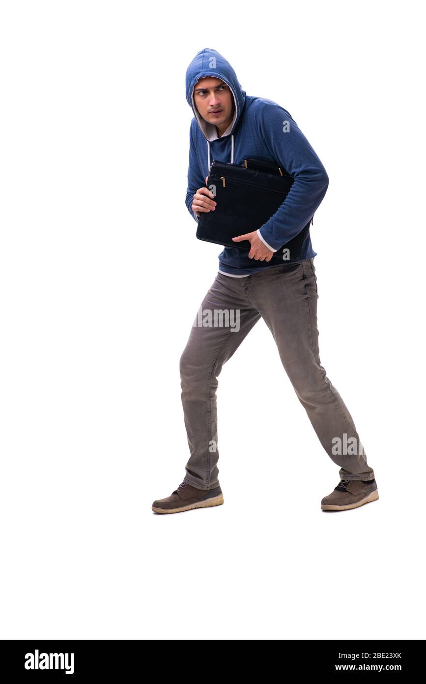 Young male bandit isolated on white background Stock Photo - Alamy