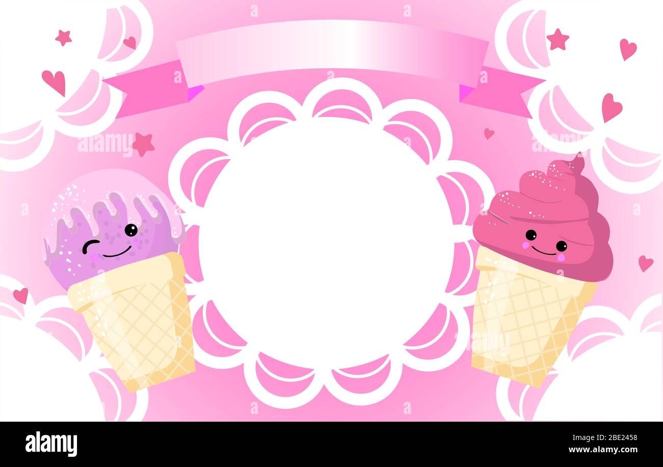 label for an ice cream product. blue snow background. funny characters ...