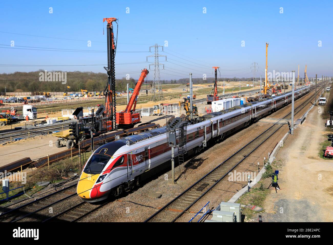 LNER Azuma train passing the Werrington Grade Separation, Cock Lane ...