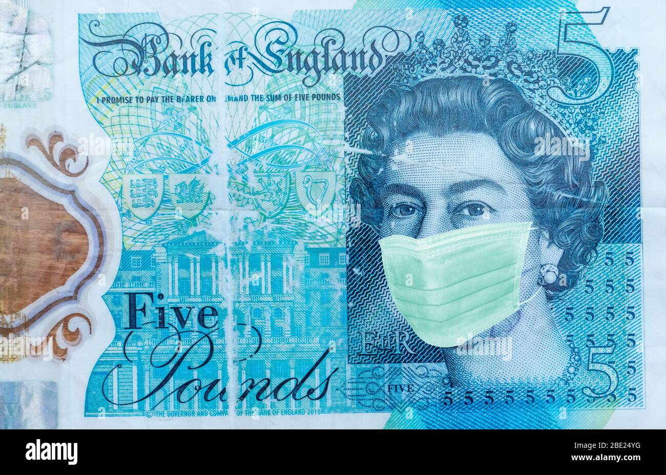 Queen Elizabeth II 5 pounds With Worried and Concerned Expression ...