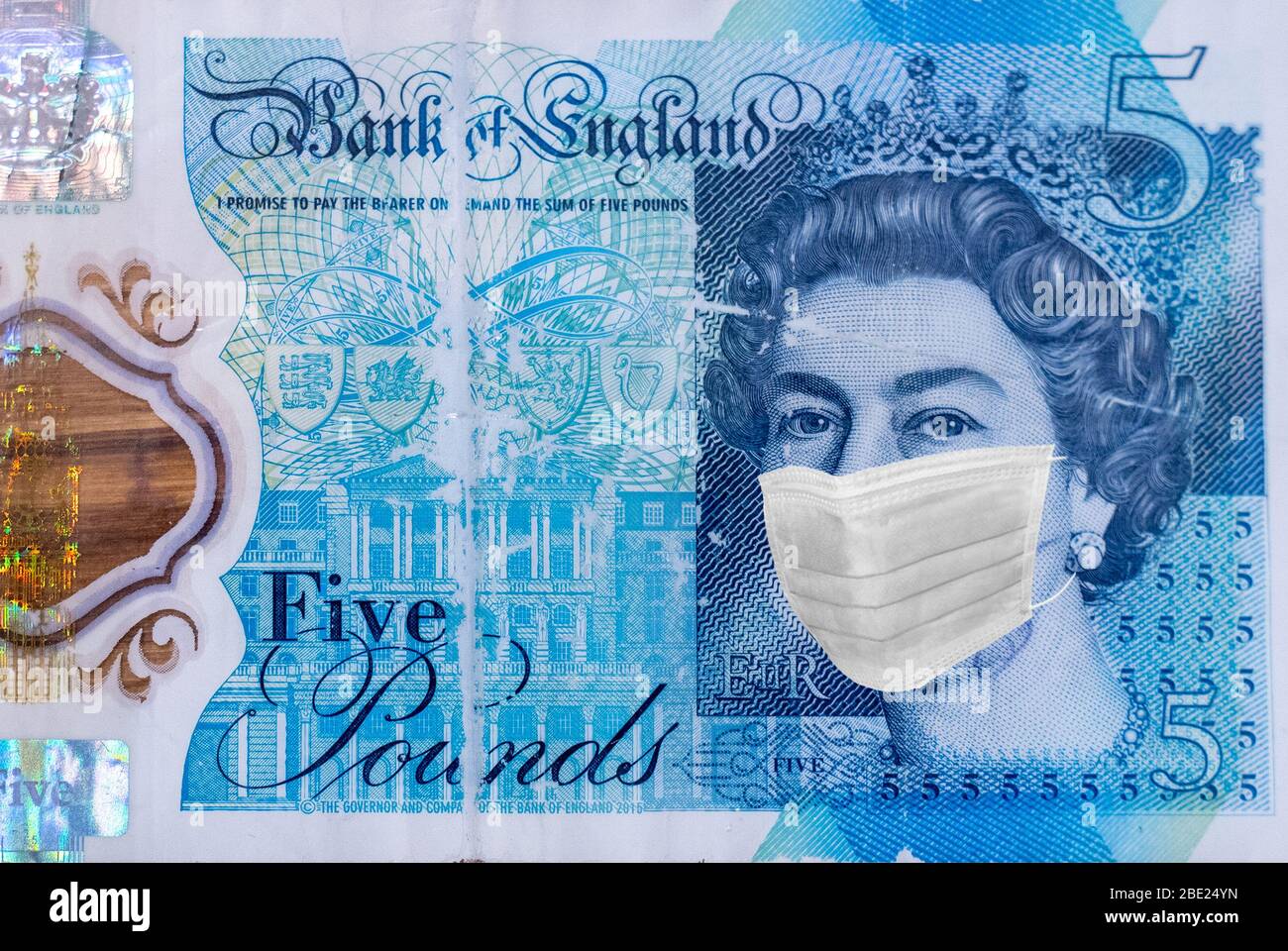 Queen Elizabeth II 5 pounds With Worried and Concerned Expression ...