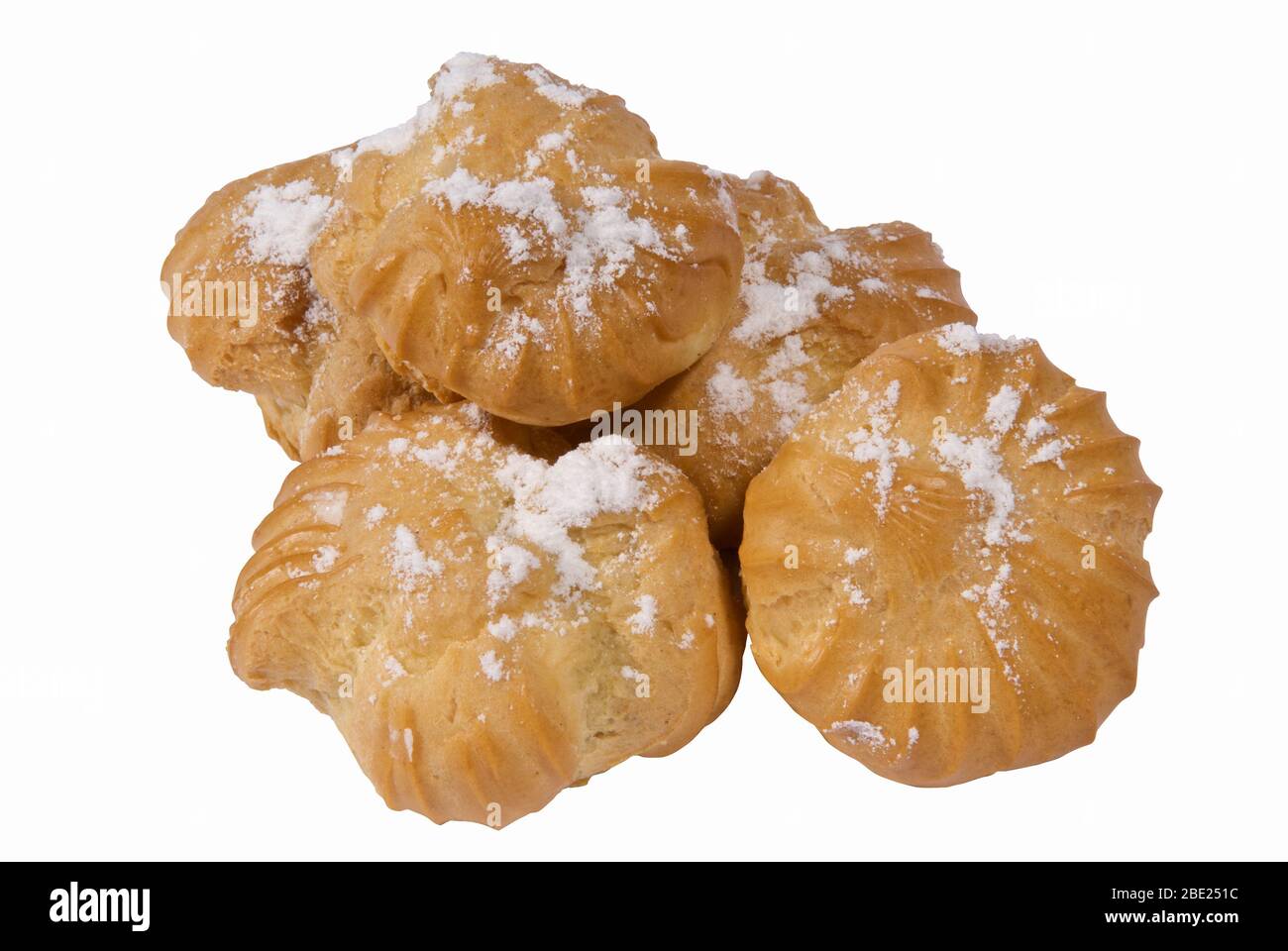 Baking eclairs with cream filling on a white background Stock Photo - Alamy