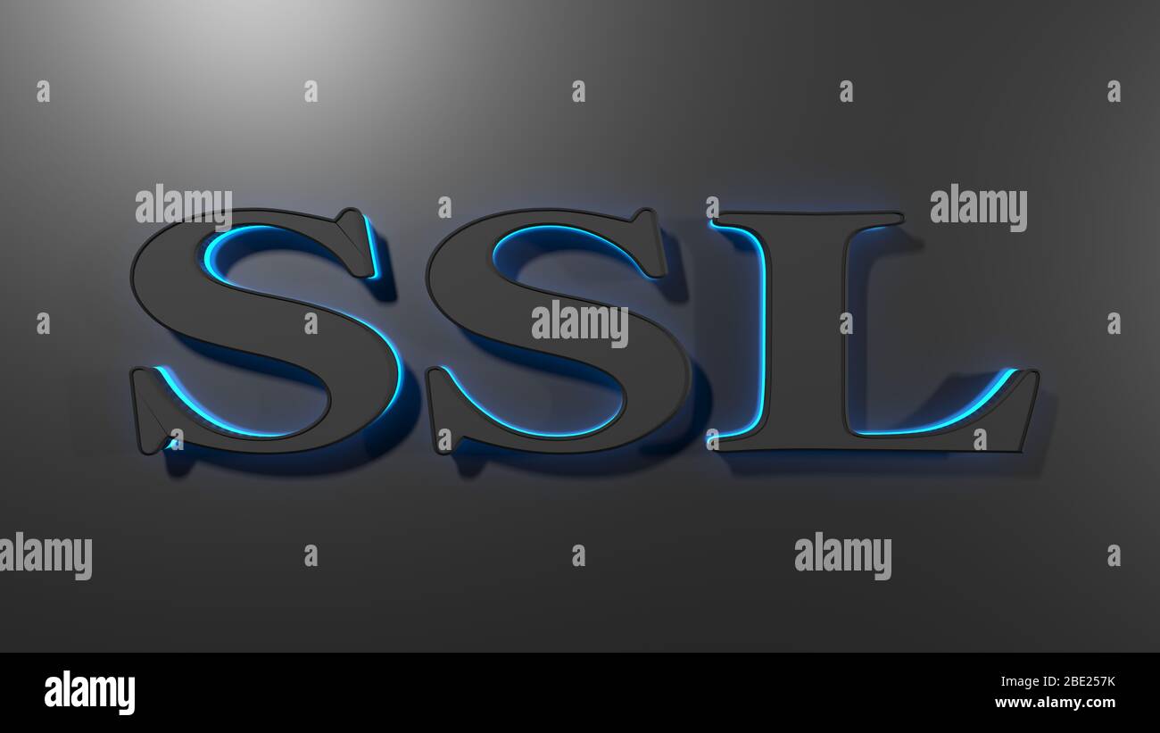 SSL Secure Socket Layer write with blue backlight - 3D rendering ...