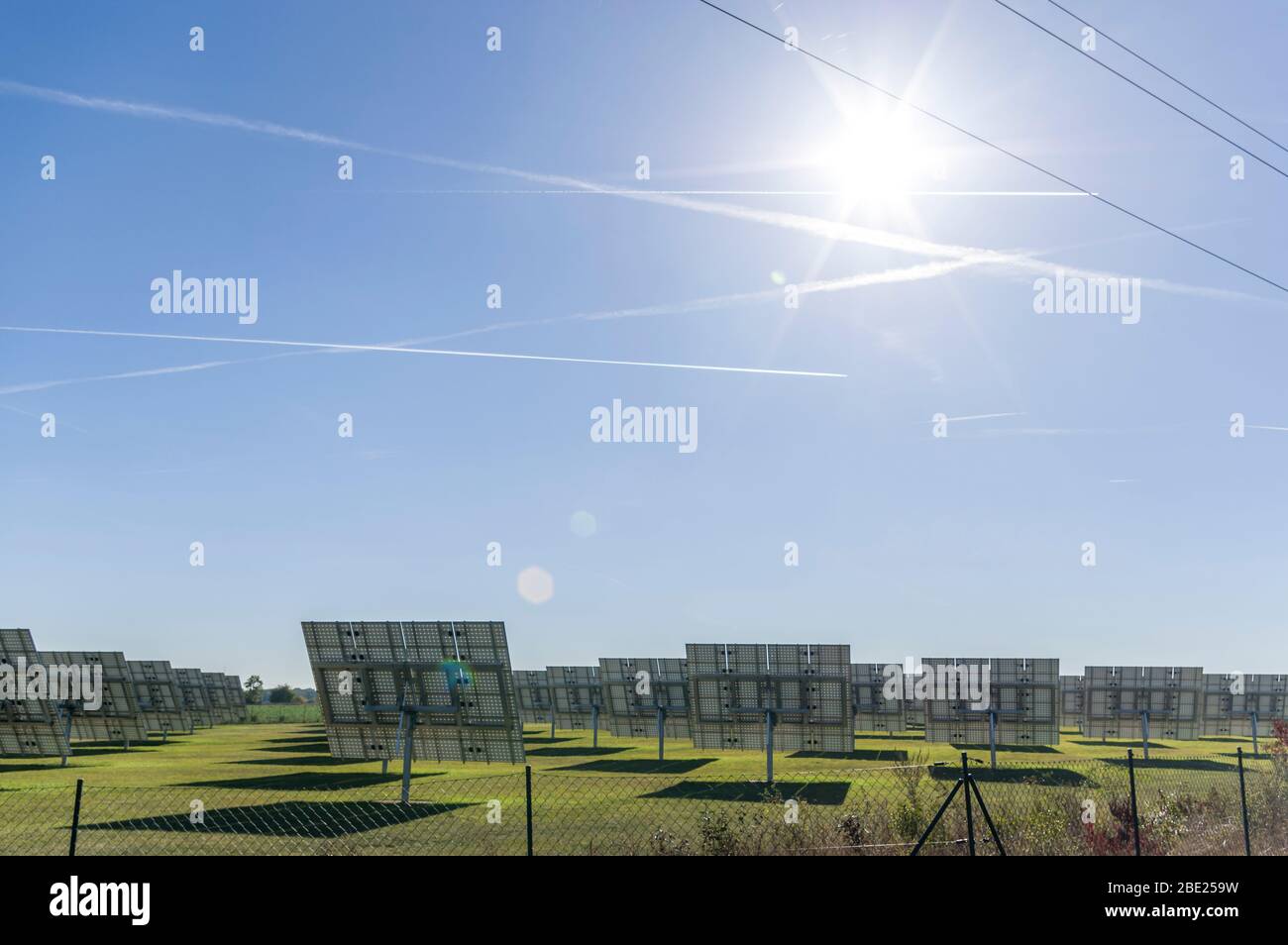 Solar system, overview Solar power plant with trackable elements in ...