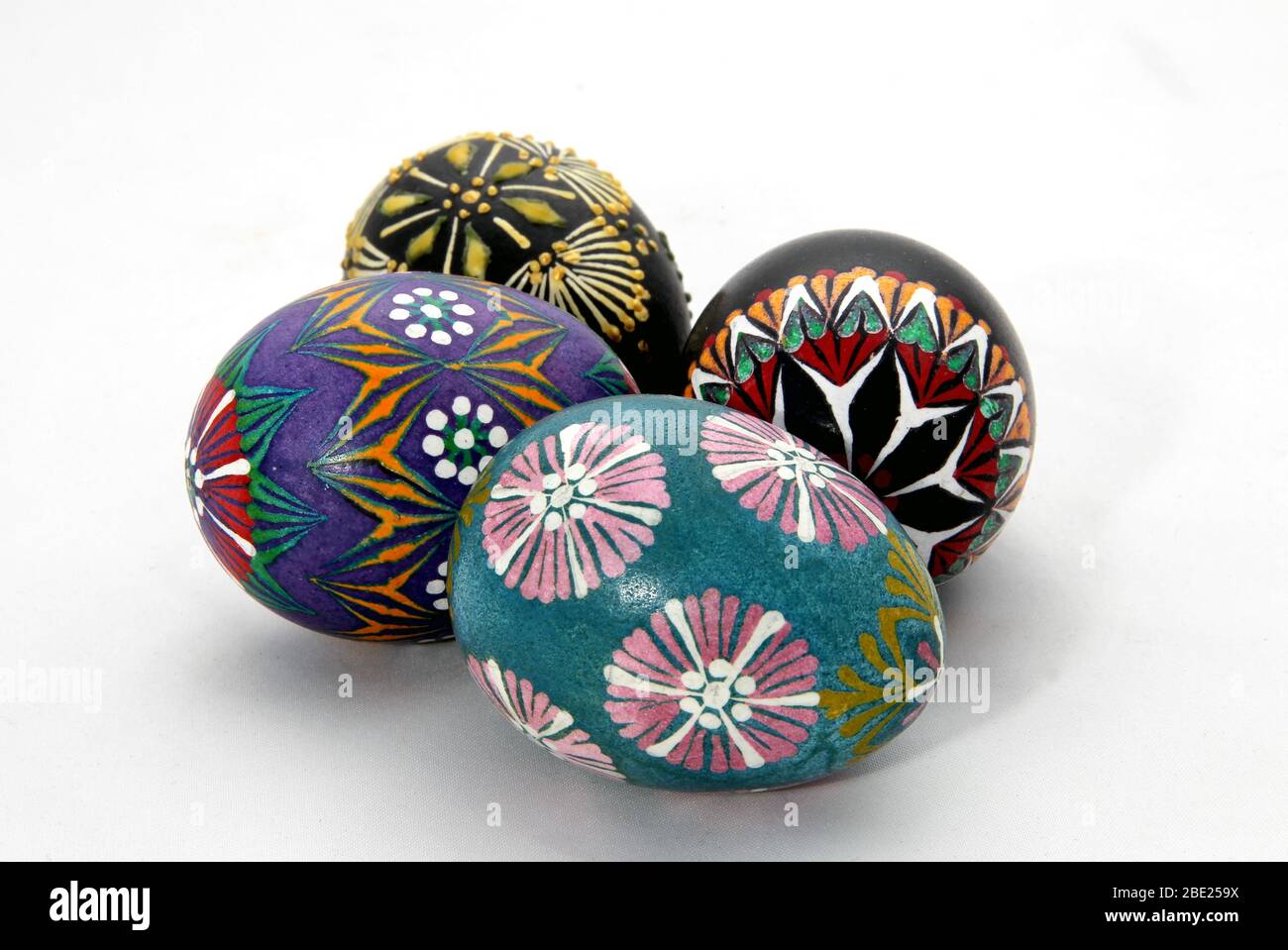 Easter multicolored eggs on a white background. Lithuania Stock Photo ...