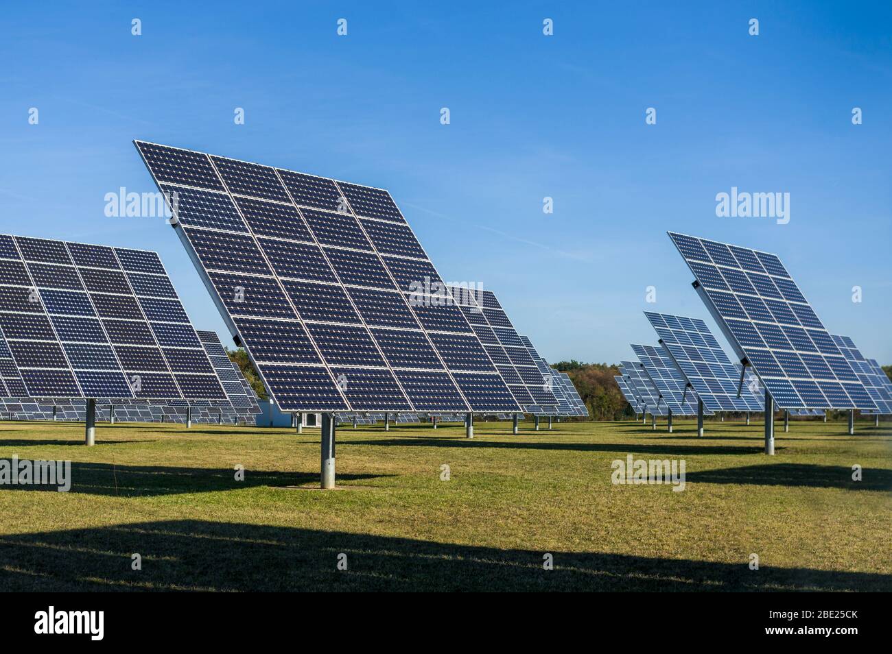 Solar system, overview Solar power plant with trackable elements in ...