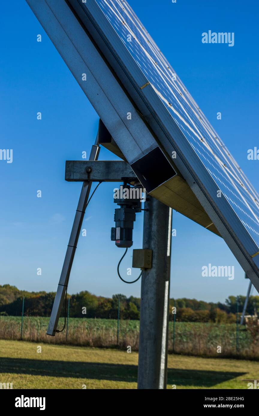 Solar system, solar power plant with trackable elements in sunshine ...