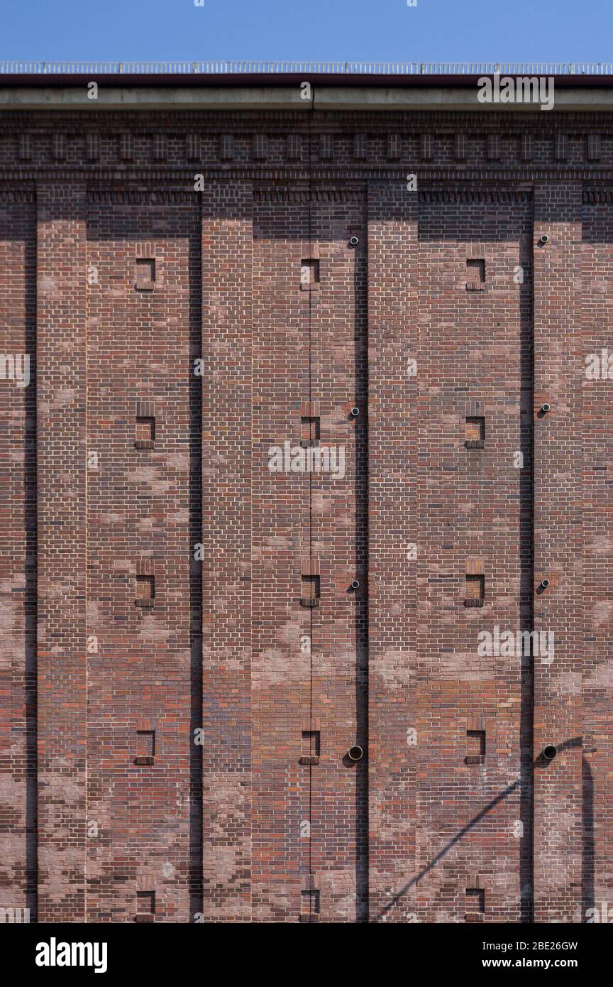 Bomb shelter as a high bunker with brick facade in the city of ...
