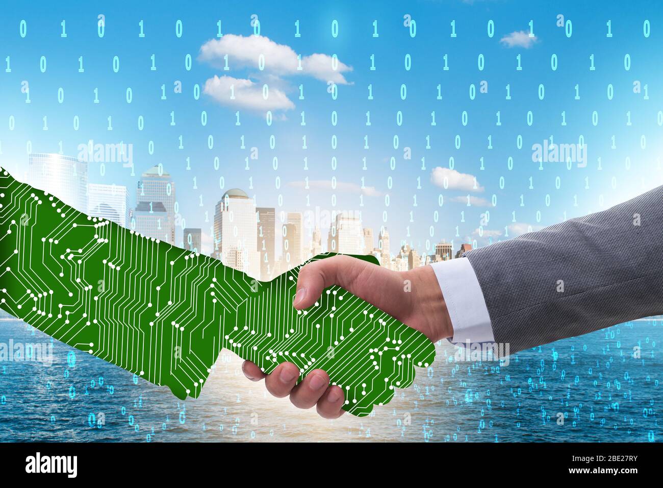Digital transformation concept with the handshake Stock Photo - Alamy