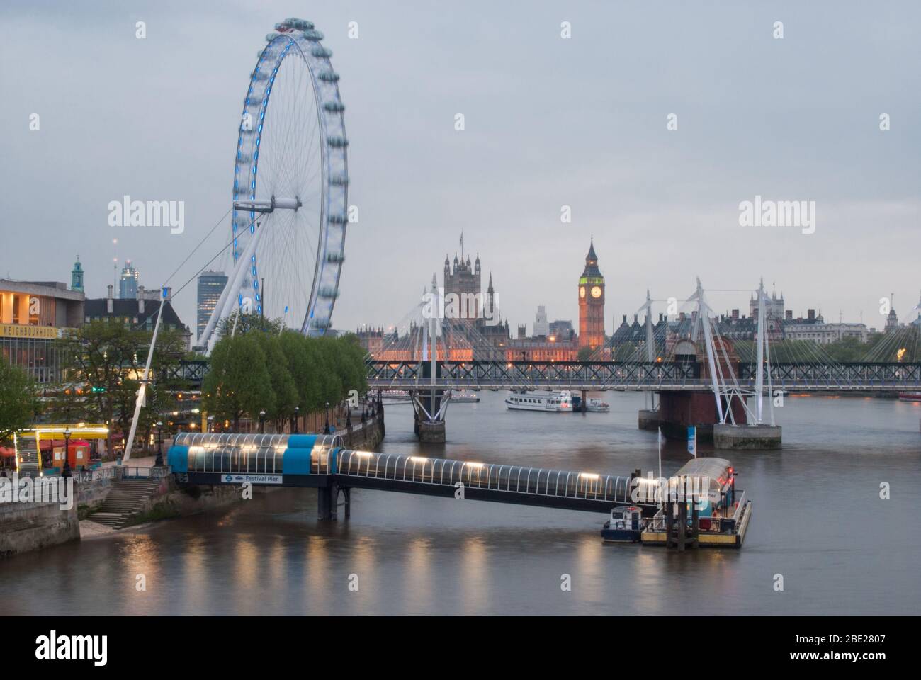 River Thames London Eye Hungerford Bridge Houses of Parliament The ...