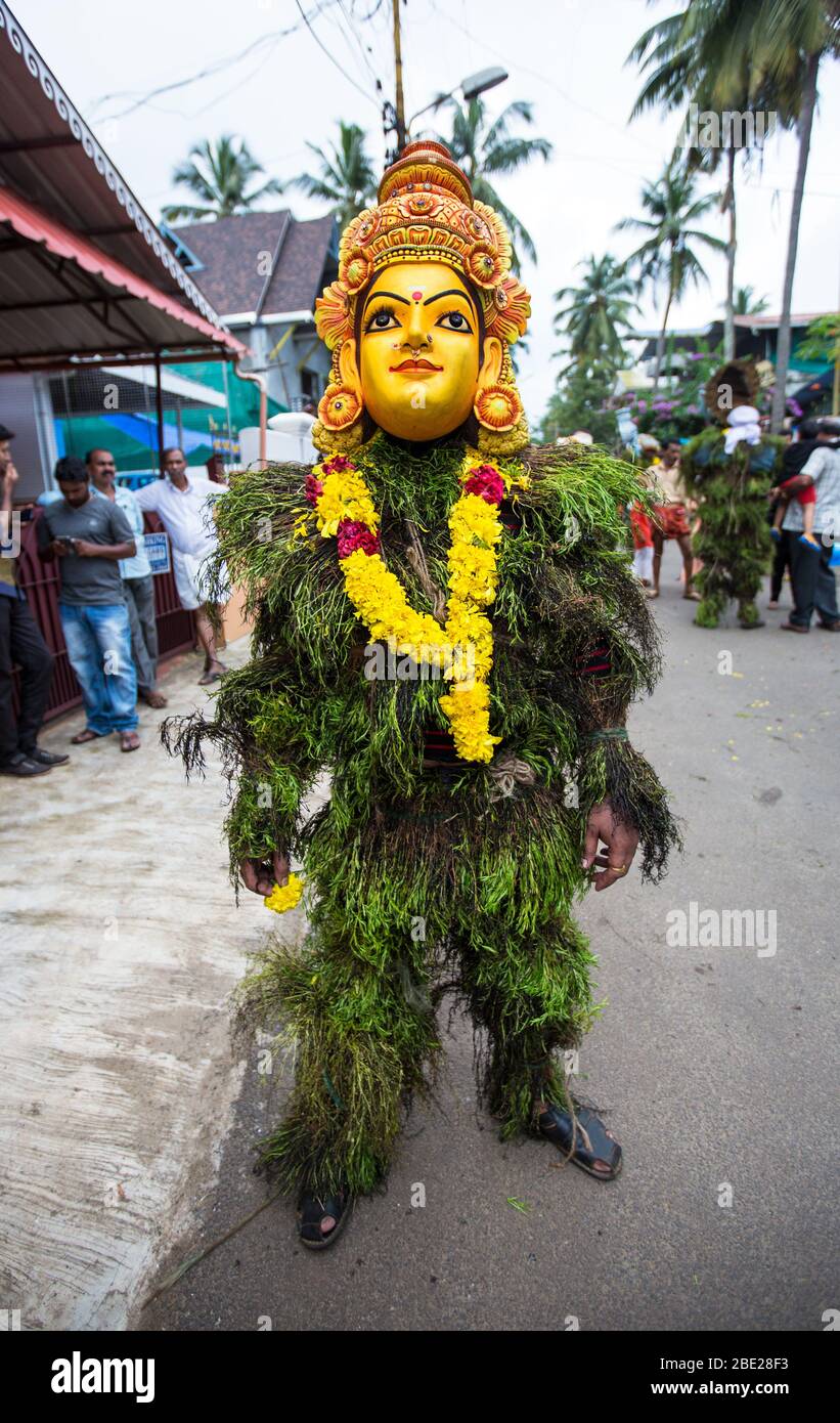 traditional kummatti folk dance performers during onam celebration ...