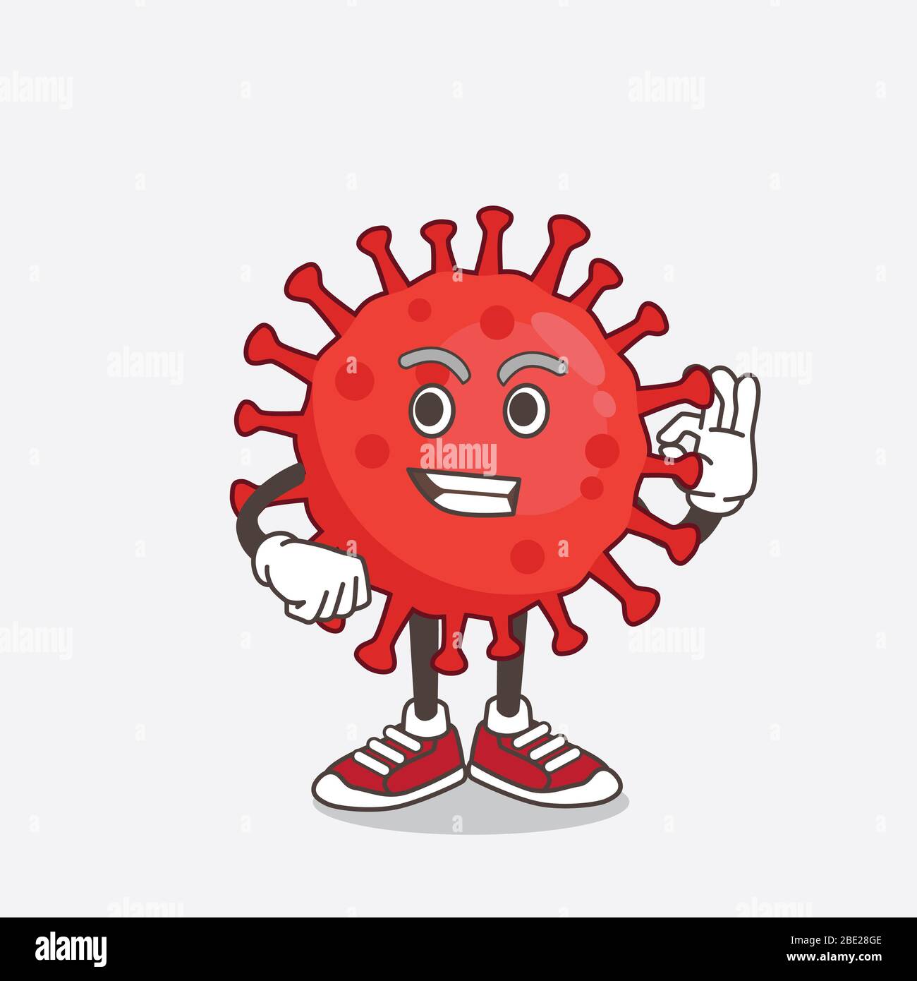 An illustration of Red Virus cartoon mascot character with calling ...