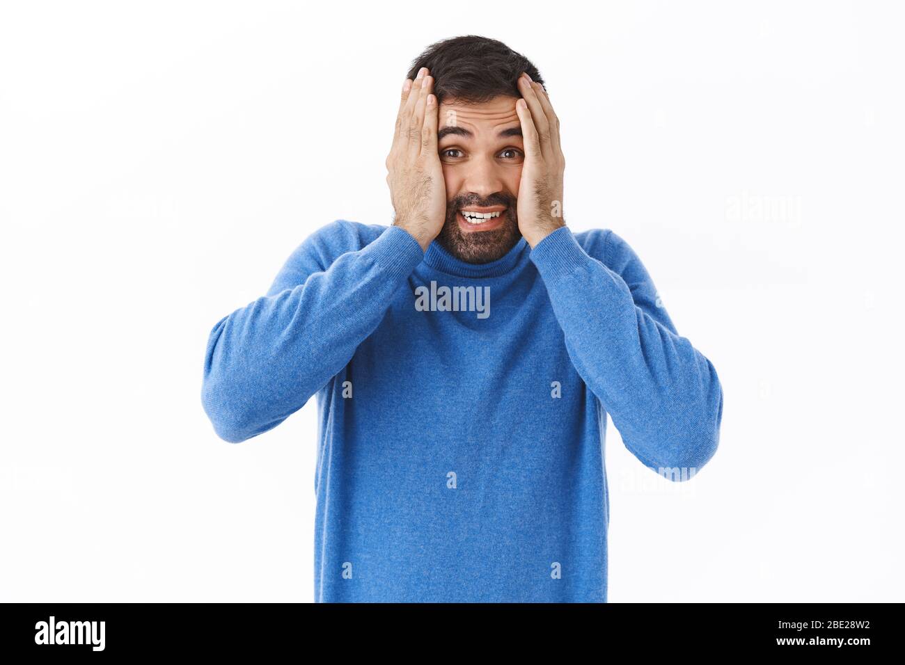 Happy teeth embarrassed smile hi-res stock photography and images - Alamy