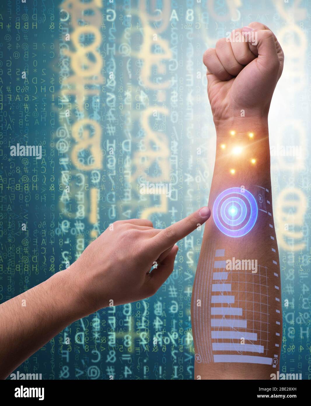 The human robotic hand in futuristic concept Stock Photo - Alamy