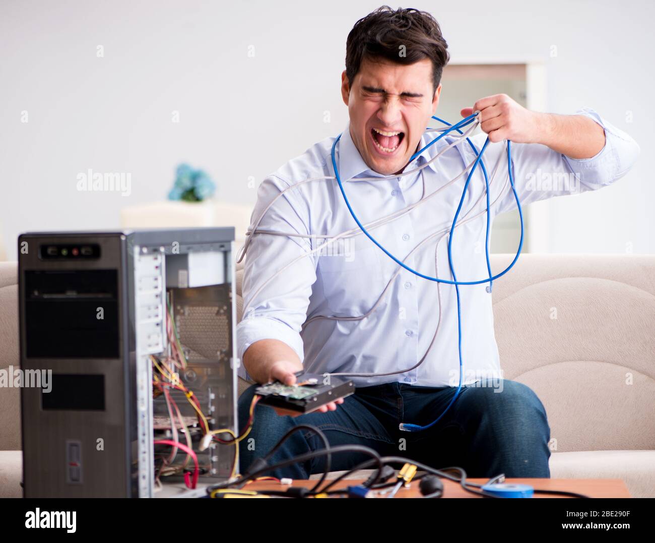 Frustrated Person With Computer