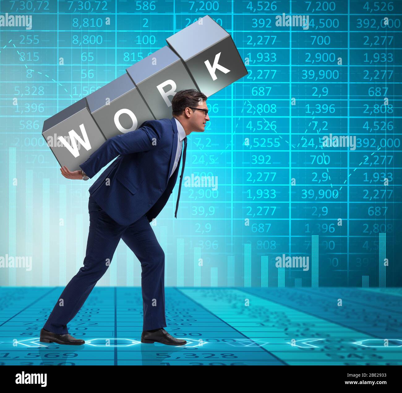 The businessman working too hard in business concept Stock Photo - Alamy