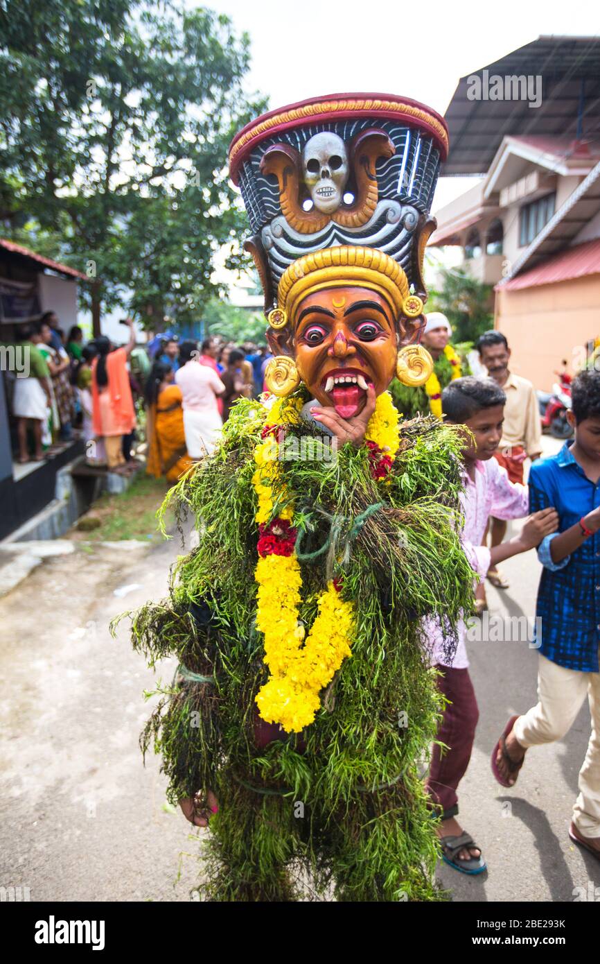 traditional kummatti folk dance performers during onam celebration ...