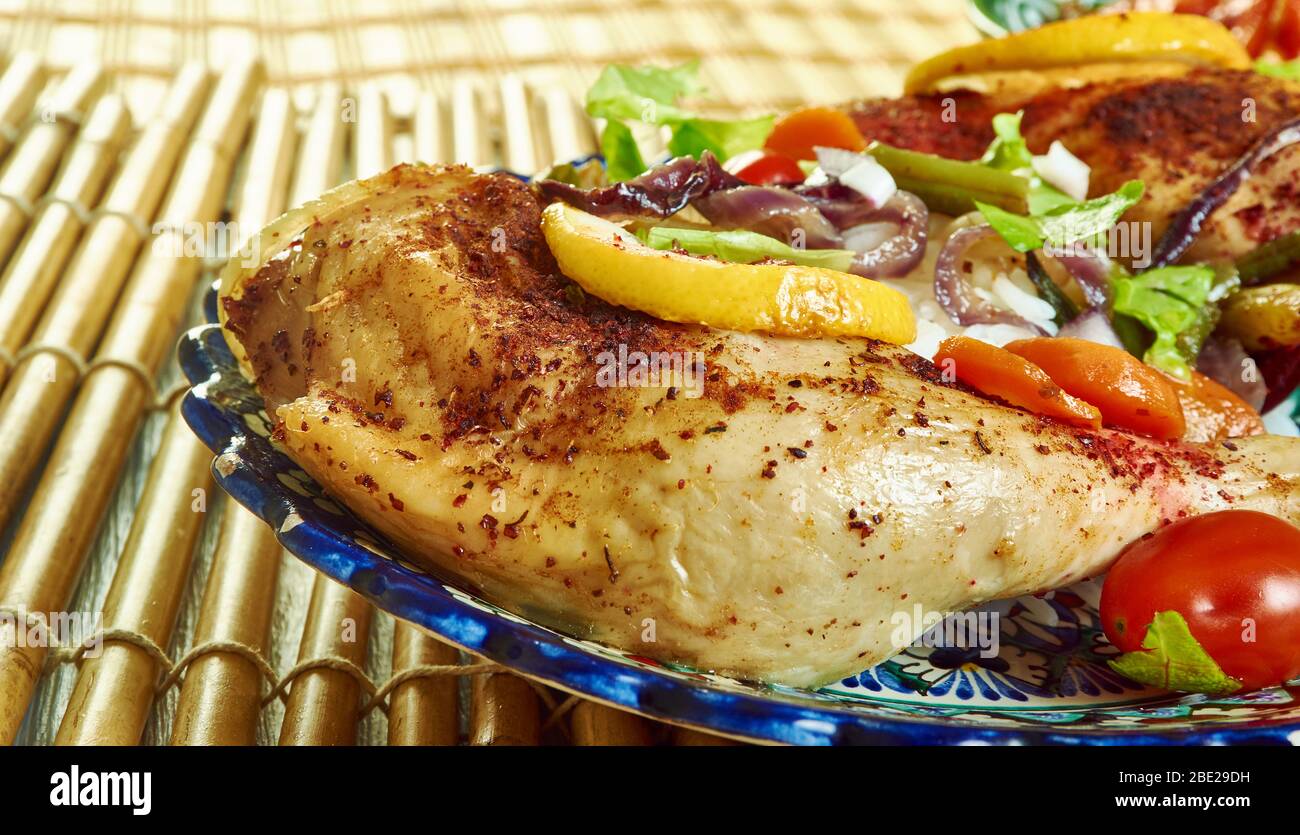Palestinian Roast Sumac Chicken and Rice, close up Stock Photo - Alamy