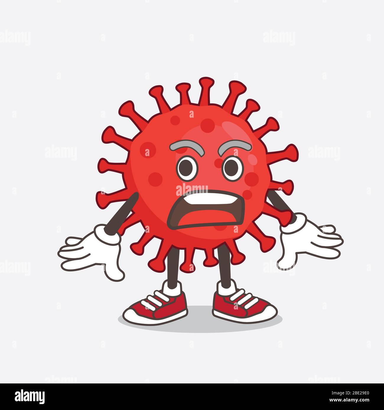 An illustration of Red Virus cartoon mascot character with a surprised ...