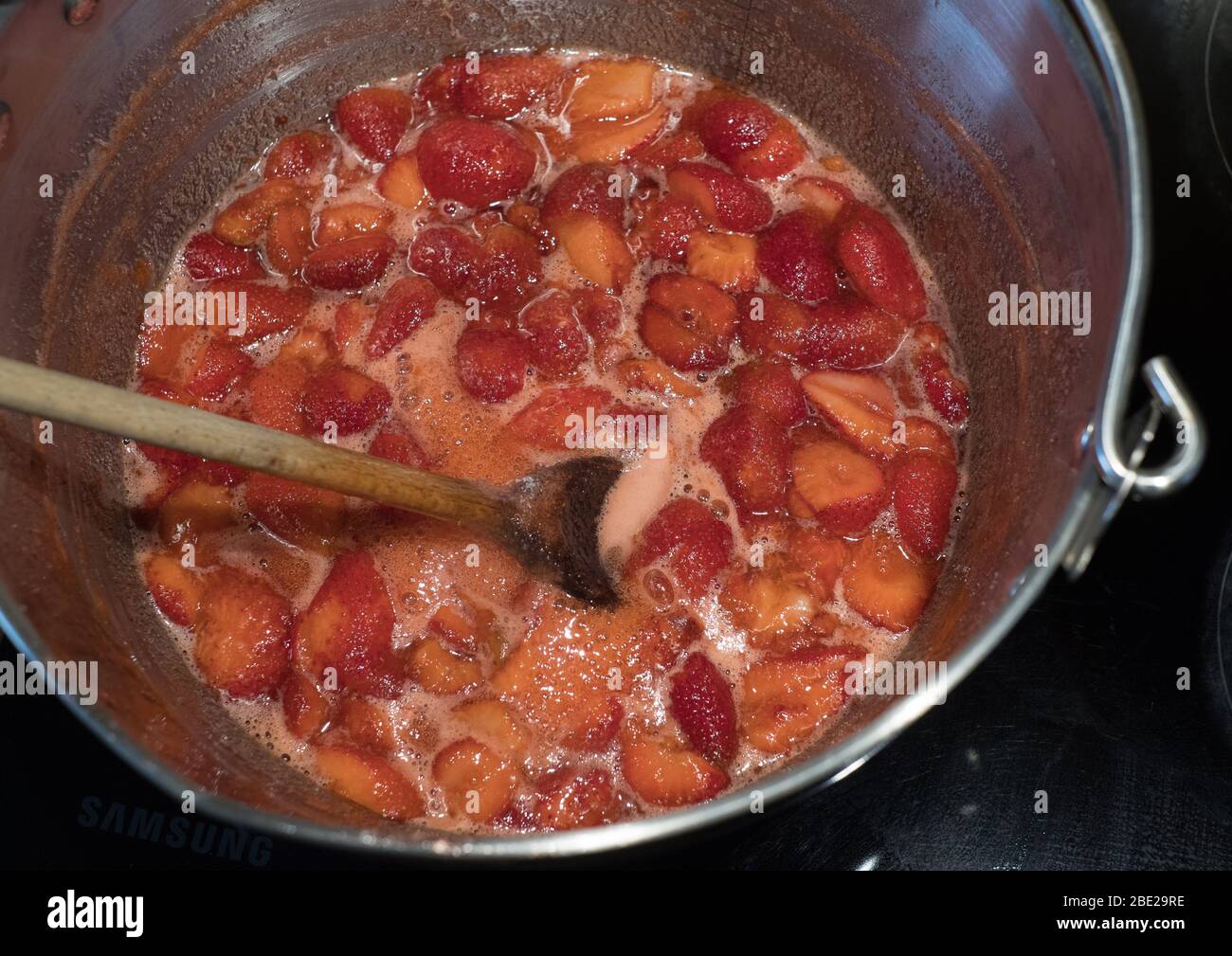 Strawberry jam-making at Hillside Farm, Bryher, Isles of Scilly Stock ...