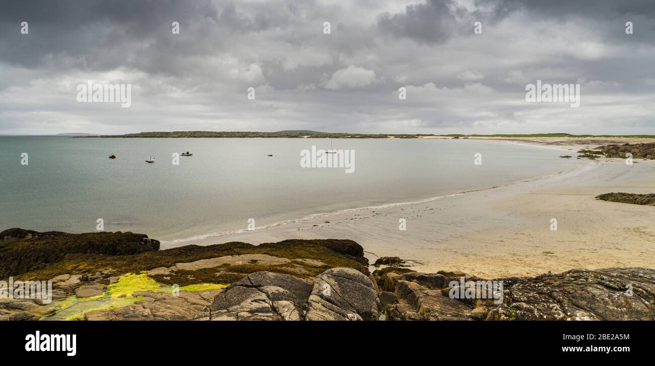 Panoramic view of a landscape of the Irish coast with a bay and a beach ...