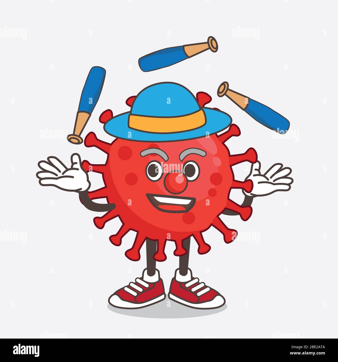 An illustration of Red Virus cartoon mascot character play Juggling ...
