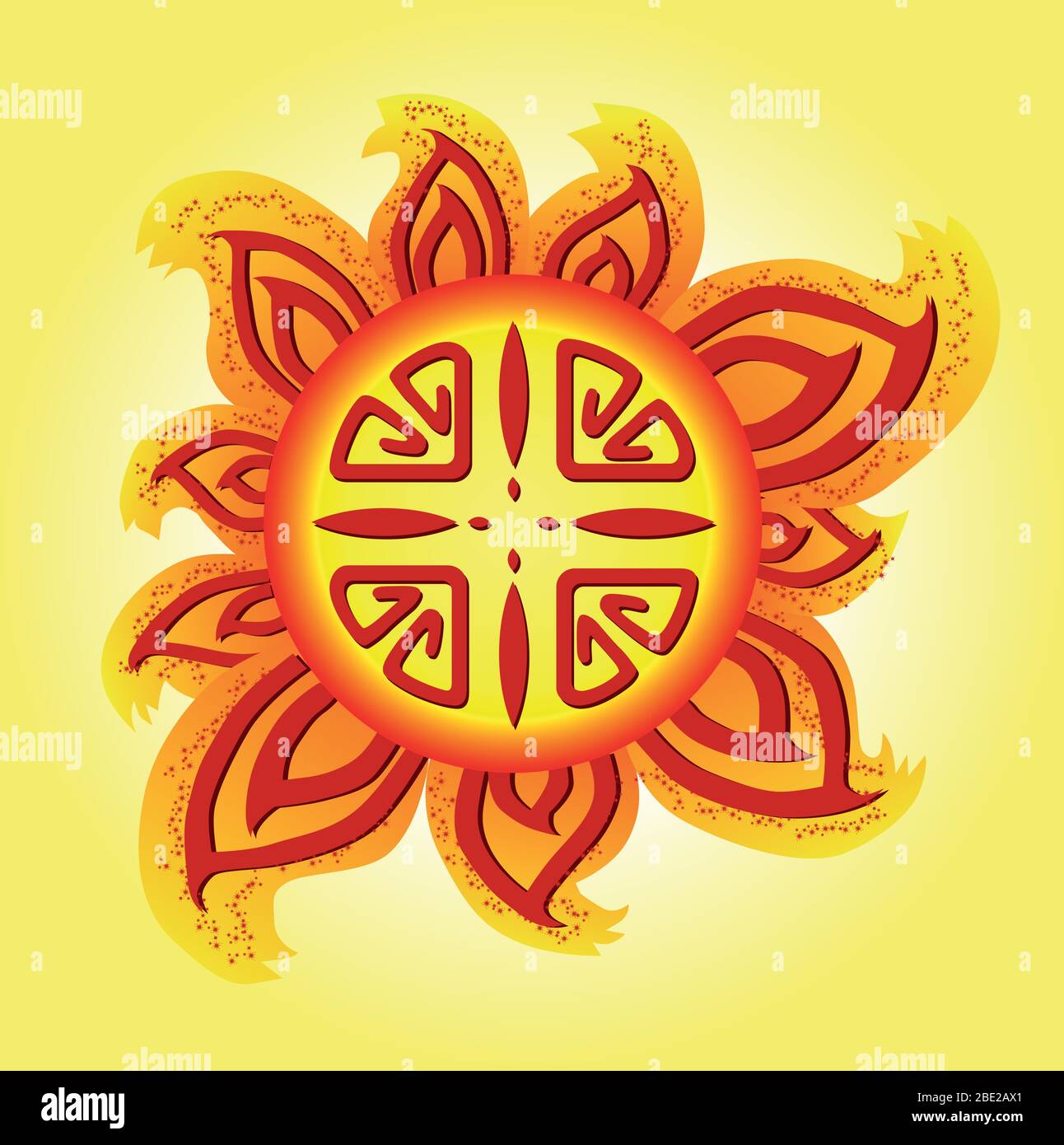 abstract illustration of a sun with red runes Stock Vector Image & Art ...