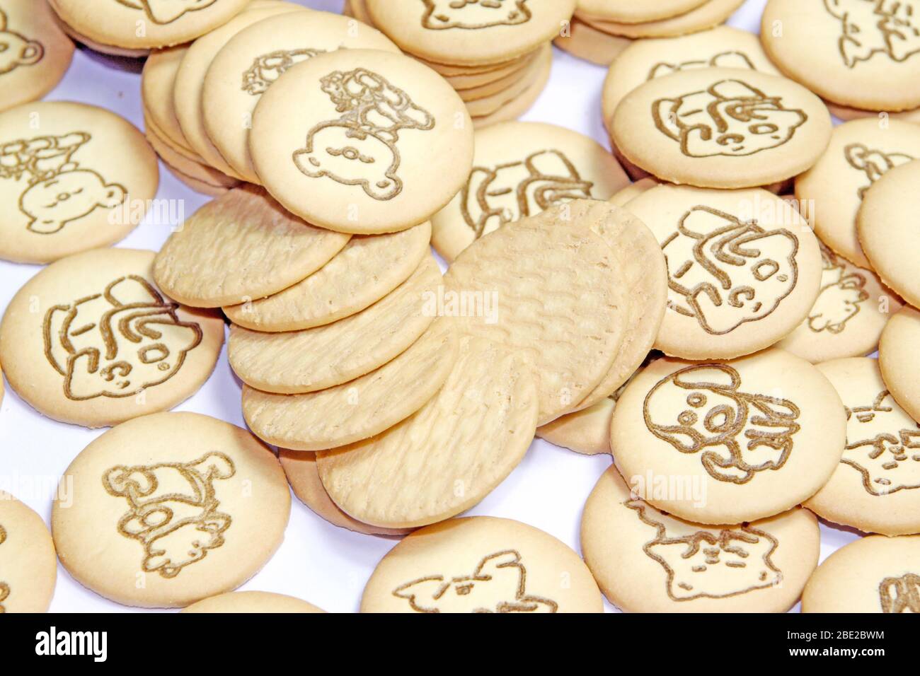 cookies printed cartoon picture on a white bacdground Stock Photo - Alamy