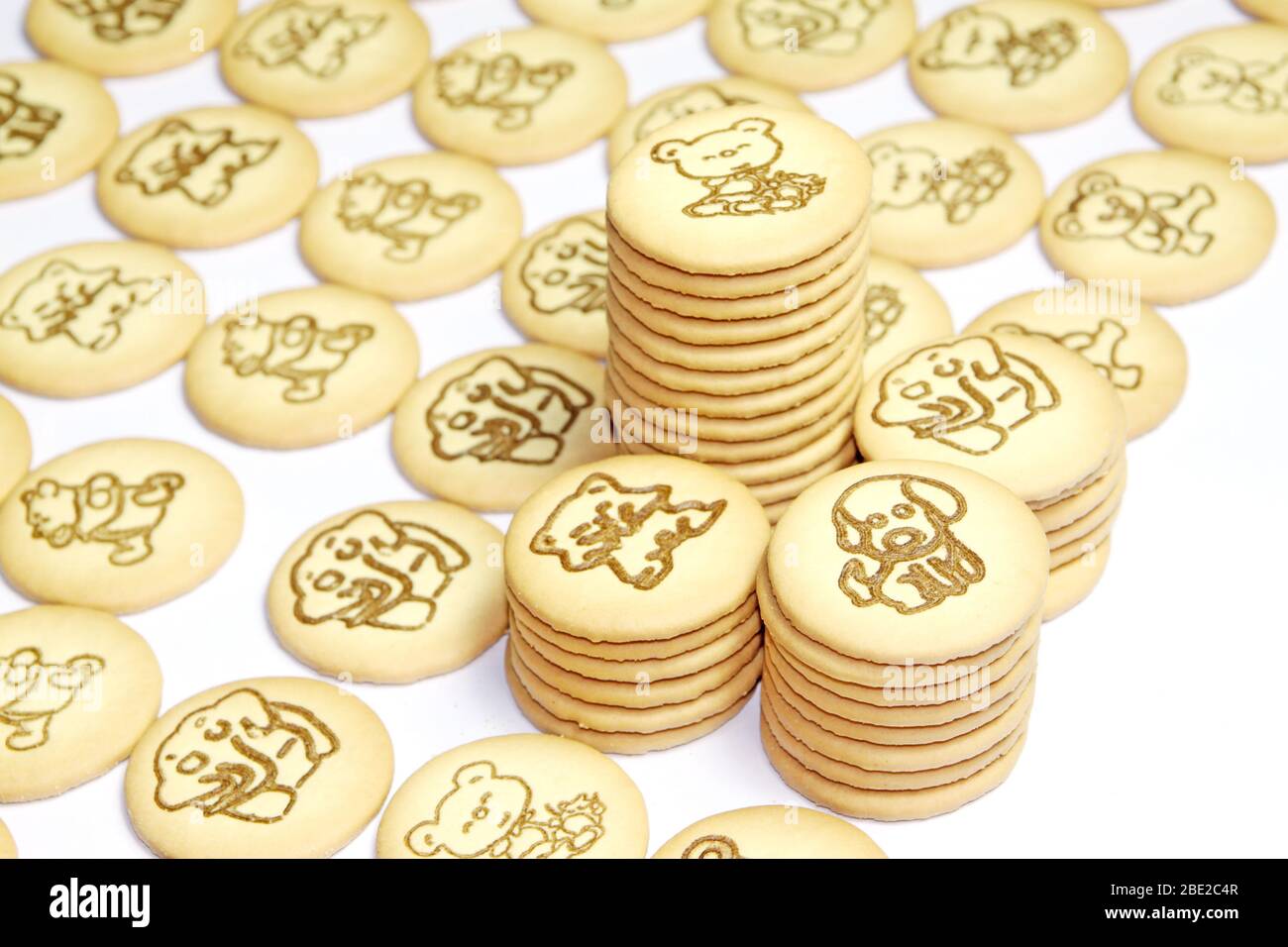 cookies printed cartoon picture on a white bacdground Stock Photo - Alamy