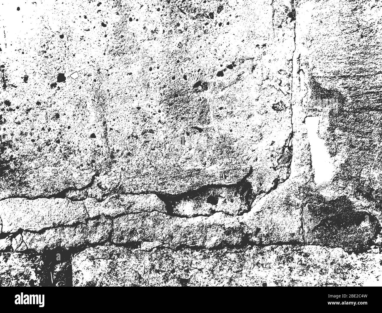 Distress old cracked concrete vector texture. EPS8 illustration. Black ...