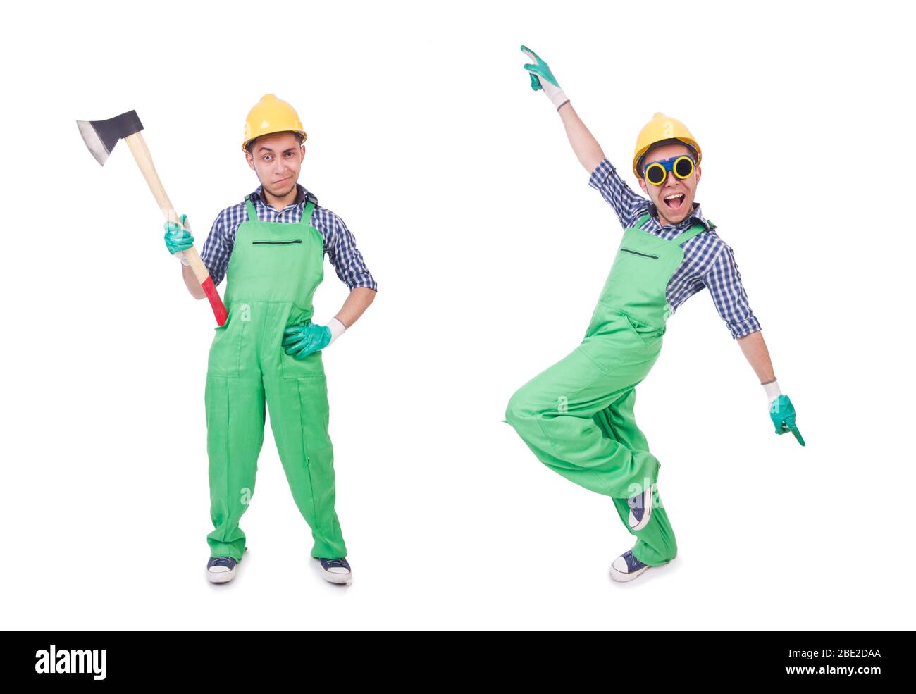 The funny man with axe isolated on white Stock Photo - Alamy