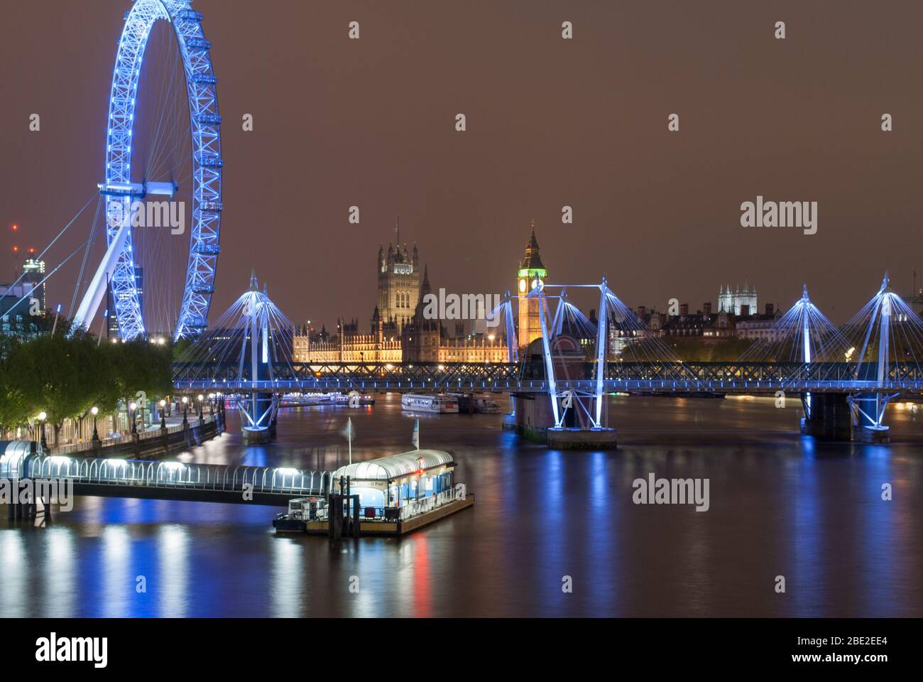 River Thames London Eye Hungerford Bridge Houses of Parliament The ...