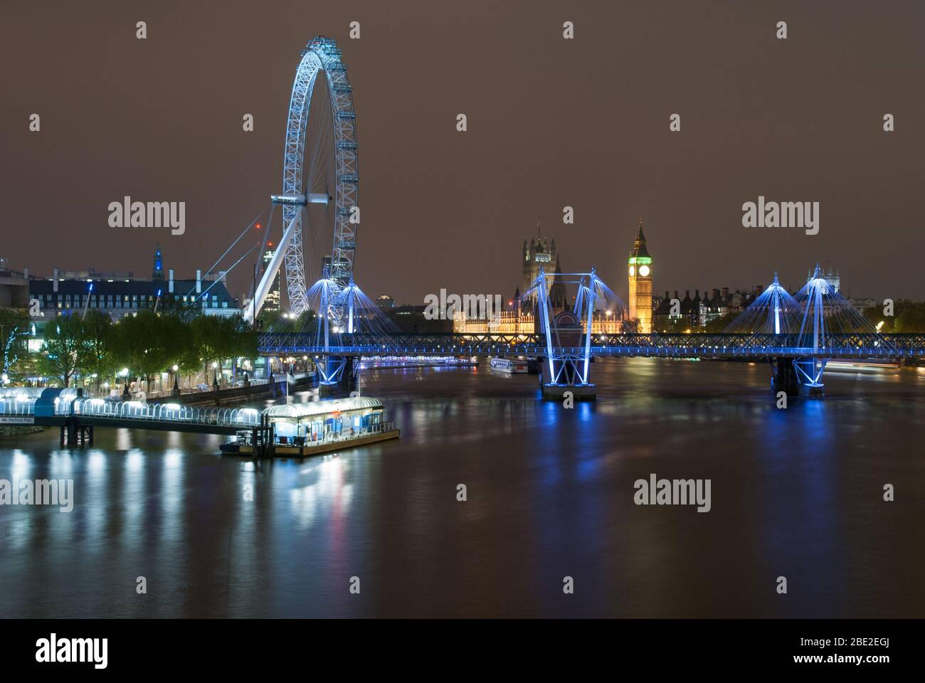 River Thames London Eye Hungerford Bridge Houses of Parliament The ...