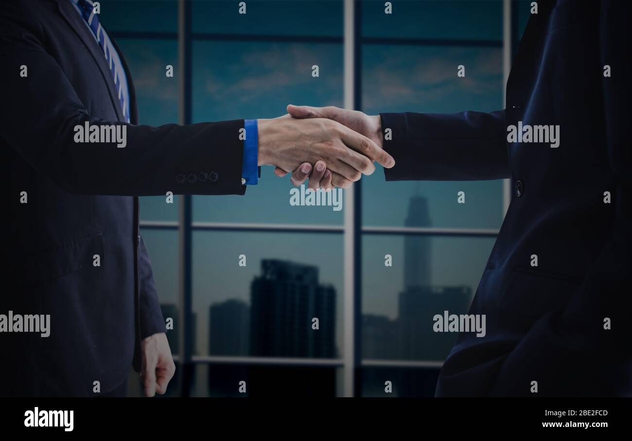 Business people making handshake, successful negotiation and agreement ...